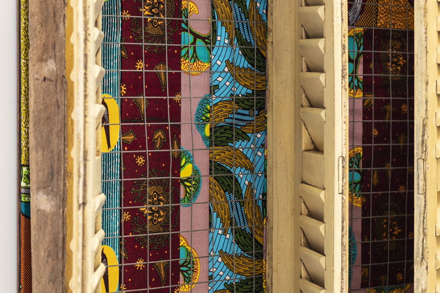 Artist Ibrahim Mahama exhibits a long series of works of art